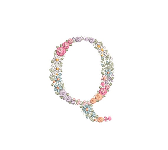 Machine Embroidery LETTER Q Uppercase 13cm /5 Tall | Etsy