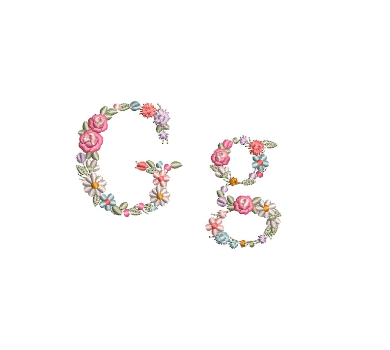 Machine Embroidery Design Small Floral Letter G Dainty Flower Font ...