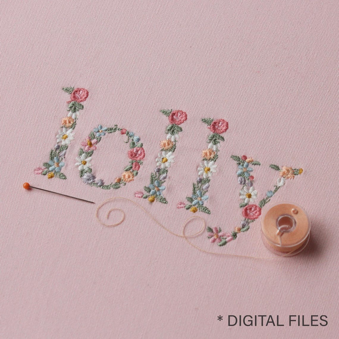 Machine Embroidery Design LOLLY 11 Cm / 4.38" Floral Letters 5X7 HOOP ...
