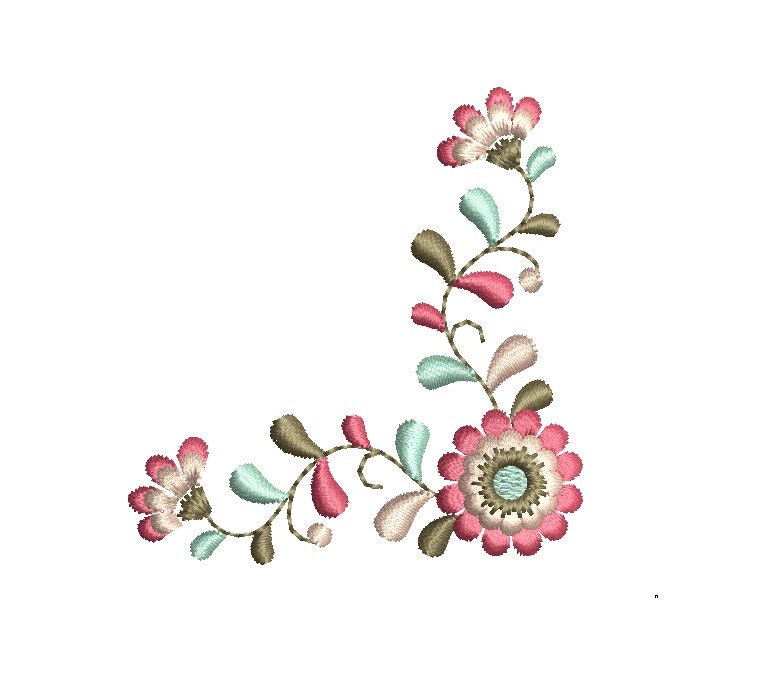 Guarda de flores en esquina Matriz de bordado a máquina. 2 - Etsy España