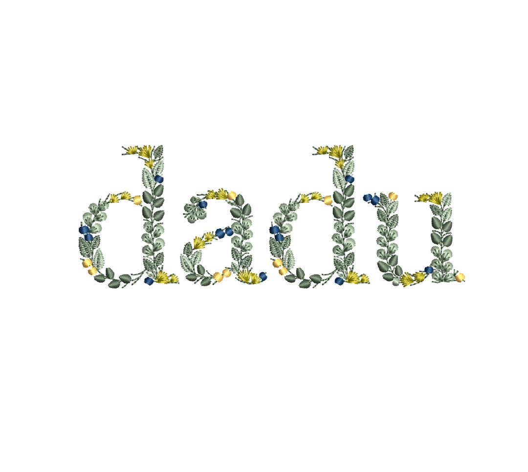 Machine Embroidery Design DADU in Botanical Letters 5x7" HOOP Dainty ...