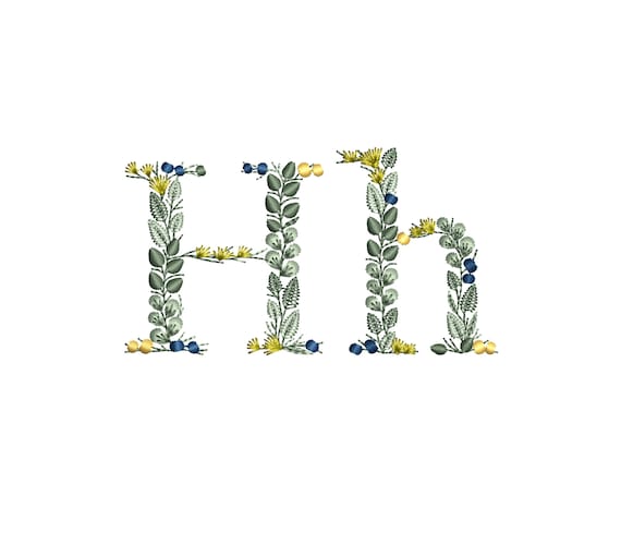 Machine Embroidery Design Small Letter H of Leaves Dainty - Etsy