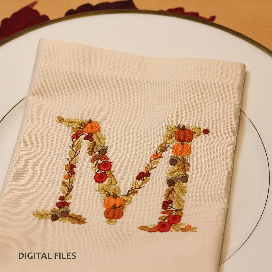 Machine Embroidery LETTER M Uppercase 3"/7,5 Cm Thanksgiving Font ...