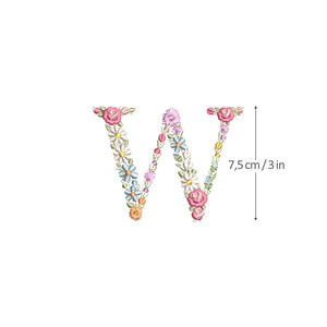 Machine Embroidery LETTER W Uppercase 3"/7,5 Cm Dainty Floral Font ...