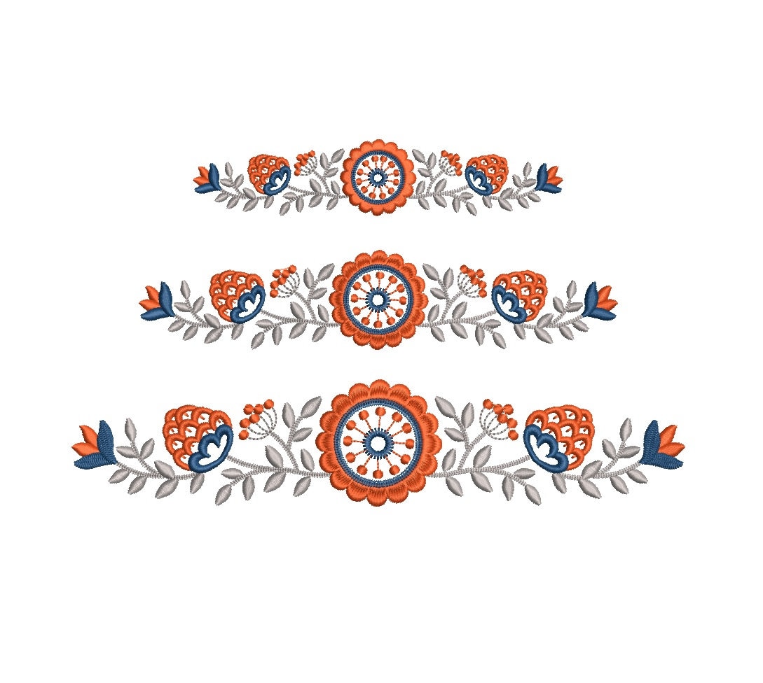Machine Embroidery Design Folk Floral Border. Folk Border - Etsy