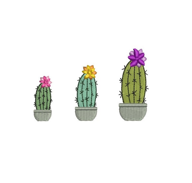 Mini Potted Cactus Machine Embroidery Design. Small Cacti - Etsy