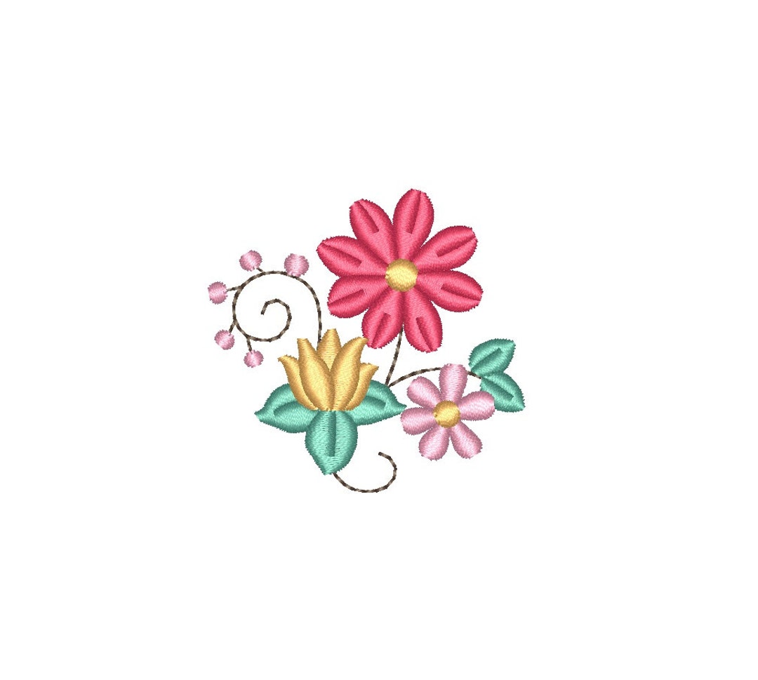 Mini Flowers - Small Flower Bunch - Machine Embroidery Design. 3 Sizes ...