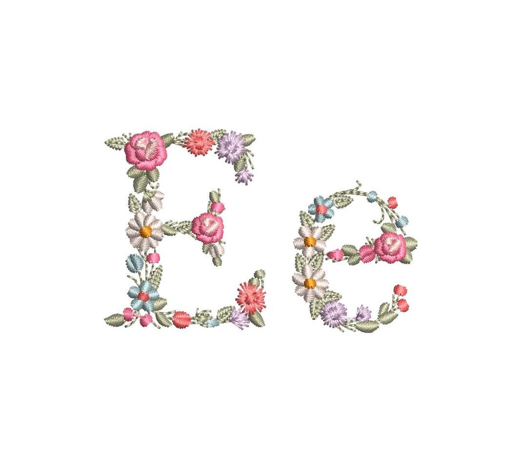 Machine Embroidery Design Small Floral Letter E Uppercase and Lowercase ...