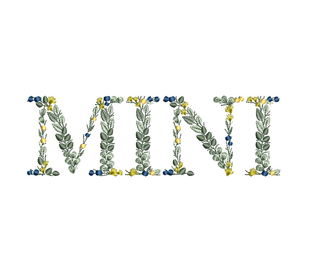 Machine Embroidery Design MINI in Botanical Letters 5x7 HOOP Dainty ...