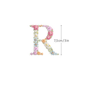 Machine Embroidery LETTER R Uppercase 3"/7,5 Cm Dainty Floral Font ...