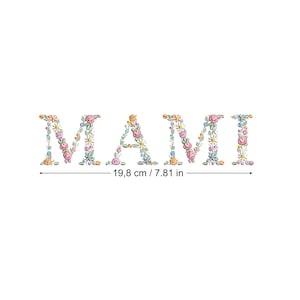 Machine Embroidery Design MAMI in Floral Letters 20CM Dainty Flower ...