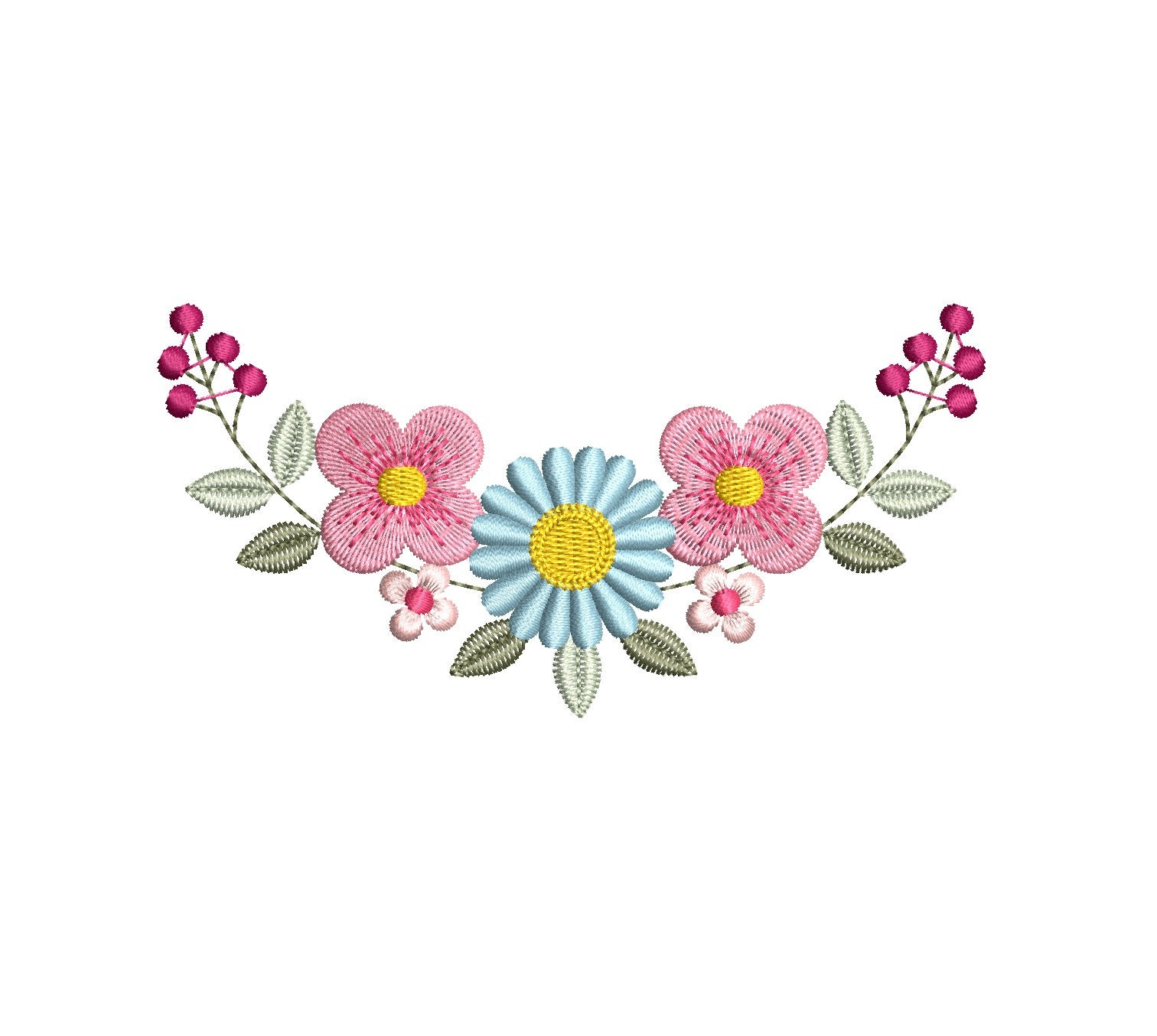 Machine Embroidery Design Modern Boho Flowers Border Curved - Etsy