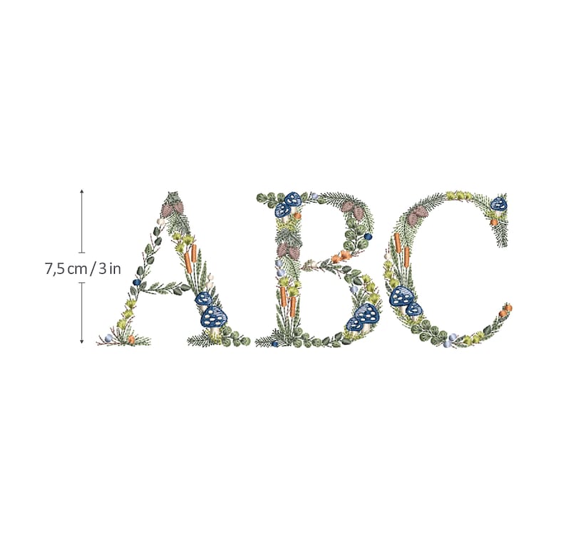 Machine Embroidery UPPERCASE ALPHABET 4x4 Hoop Heirloom Forest Letters ...