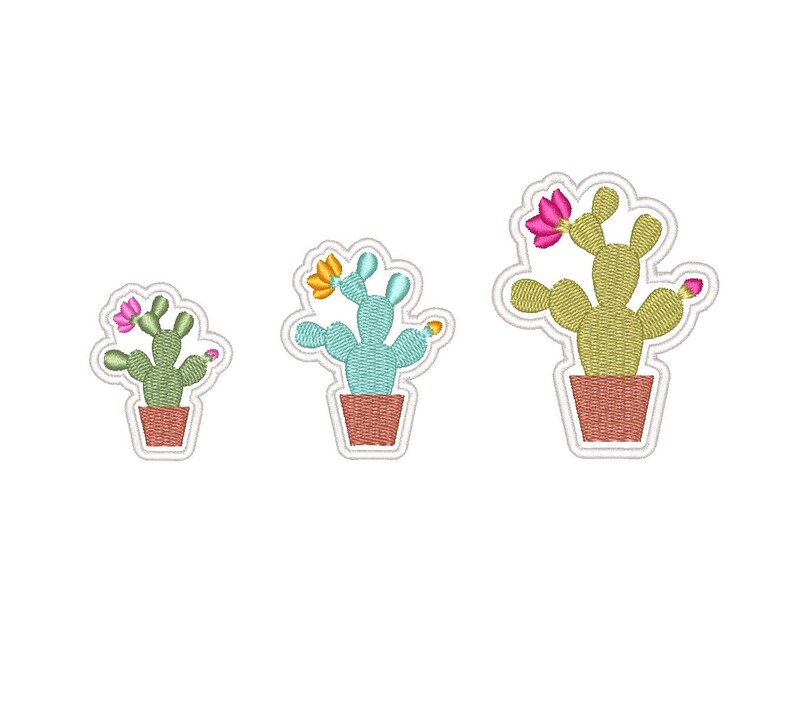 Machine Embroidery Design Small Cactus Patch Mini Cactus - Etsy
