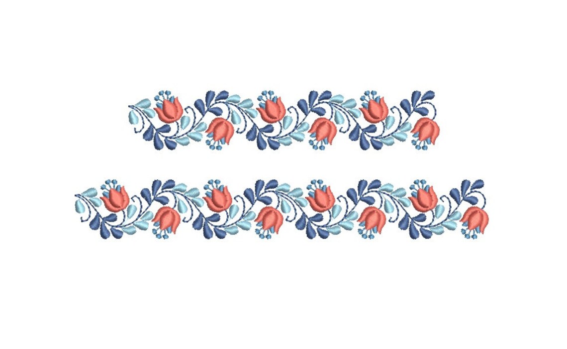 Machine Embroidery Design Folk Border 4 Sizes Floral Modern | Etsy