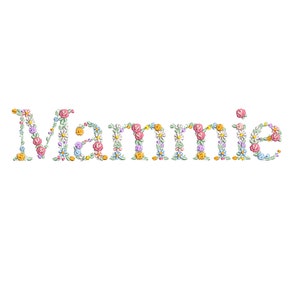 Machine Embroidery Design MAMMIE in Floral Letters LARGE HOOP Dainty ...