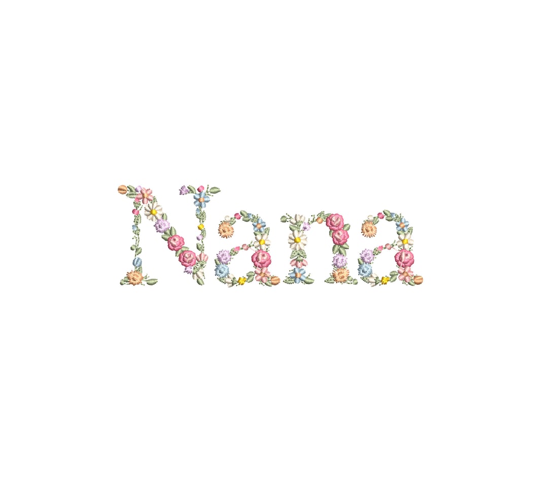 Machine Embroidery Design NANA 13cm / 5 Floral Letters 5X7 HOOP Dainty ...
