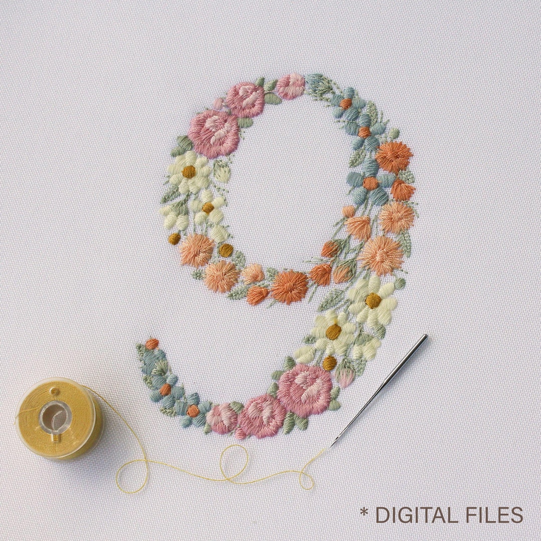 Machine Embroidery Design Heirloom NUMBER 9 Dainty Floral Spring ...