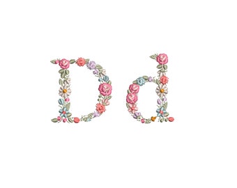 Machine Embroidery Design Floral Letter F Upper and Lowercase | Etsy