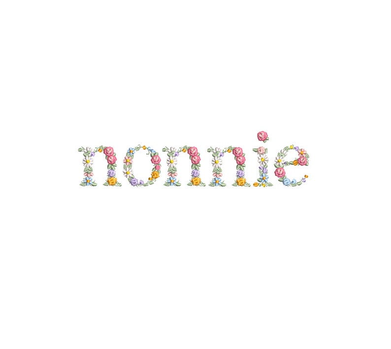 Machine Embroidery Design nonnie in Floral Letters - Etsy
