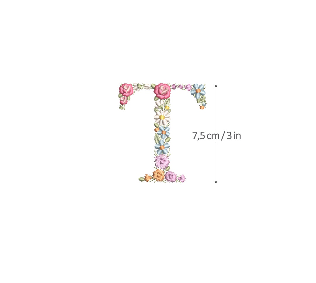 Machine Embroidery LETTER T Uppercase 3/75 Cm Dainty - Etsy