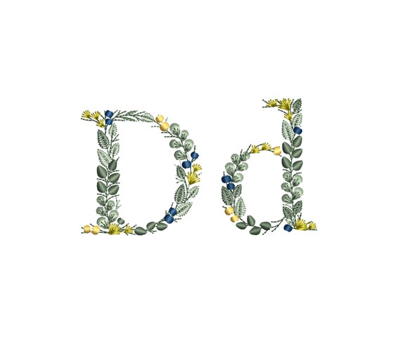 Machine Embroidery Design Small Letter D With Leaves Dainty | Etsy