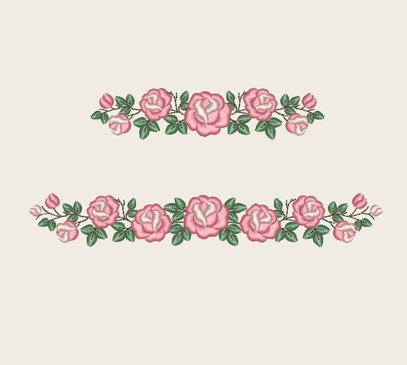 Rose Border machine embroidery design Floral border | Etsy