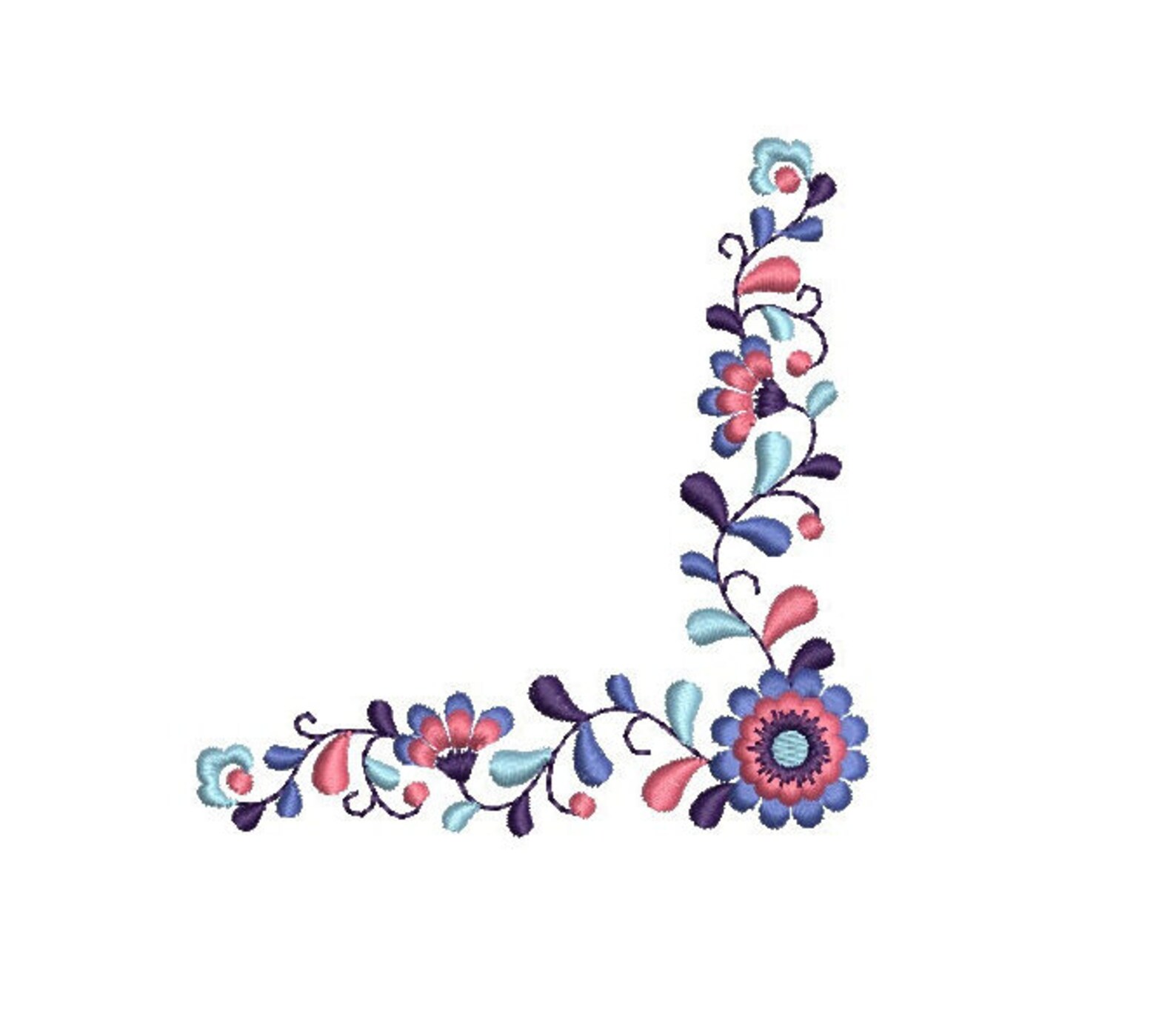 Flower Corner Machine Embroidery Design. 2 Sizes. Instant - Etsy