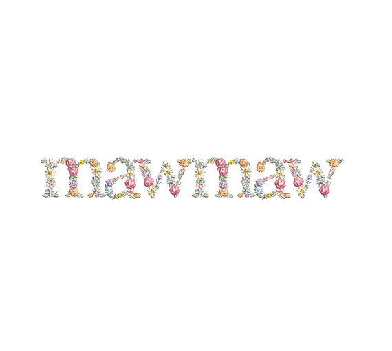 Machine Embroidery Design MAWMAW in Floral Letters LARGE HOOP | Etsy