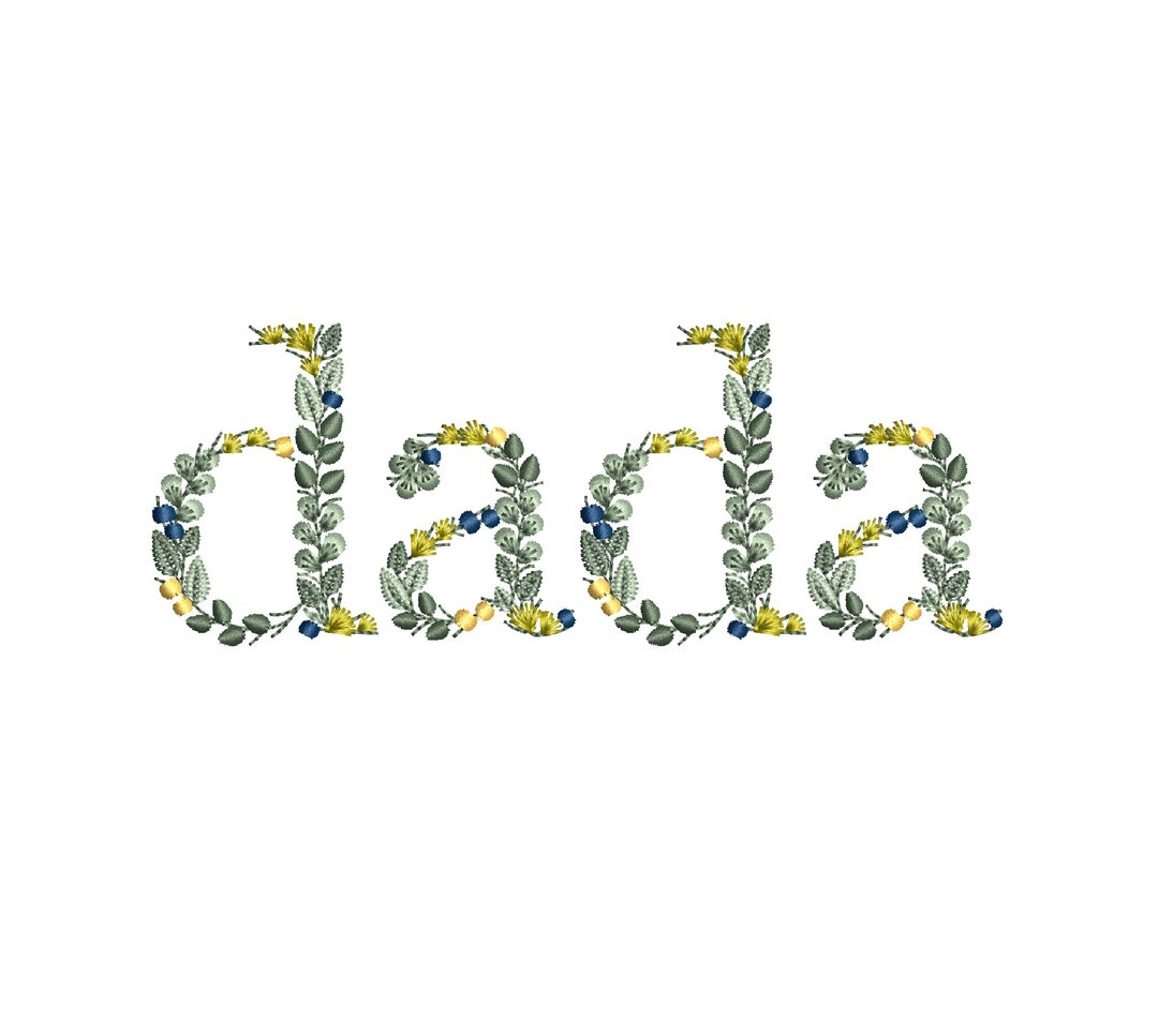 Machine Embroidery Design DADA in Botanical Letters 5x7" HOOP Dainty ...