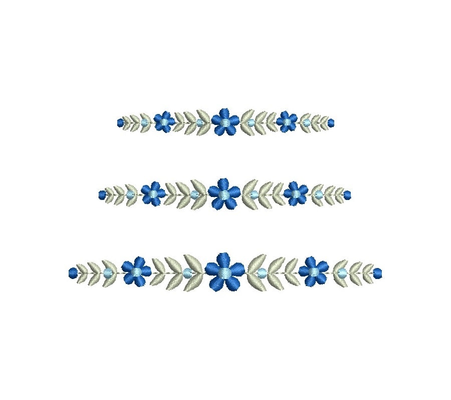 Small Flowers Border Machine Embroidery Design. 3 Sizes. Instant ...