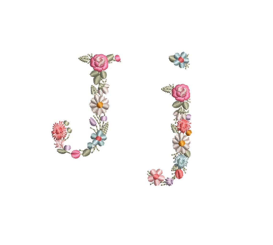 Machine Embroidery Design Small Floral Letter J Dainty Flower Font ...