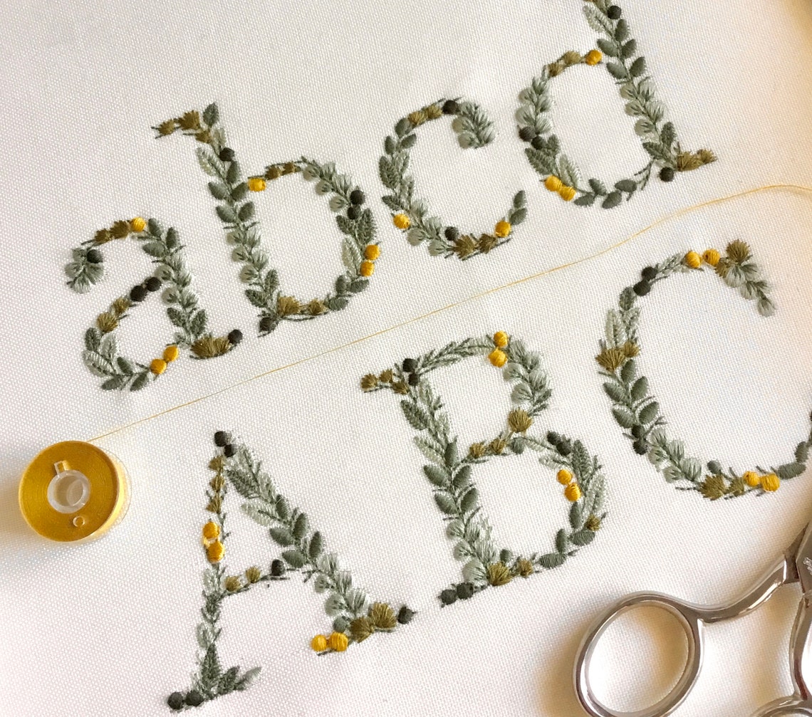 Machine Embroidery Alphabet Small Letters Leaves and Berries - Etsy