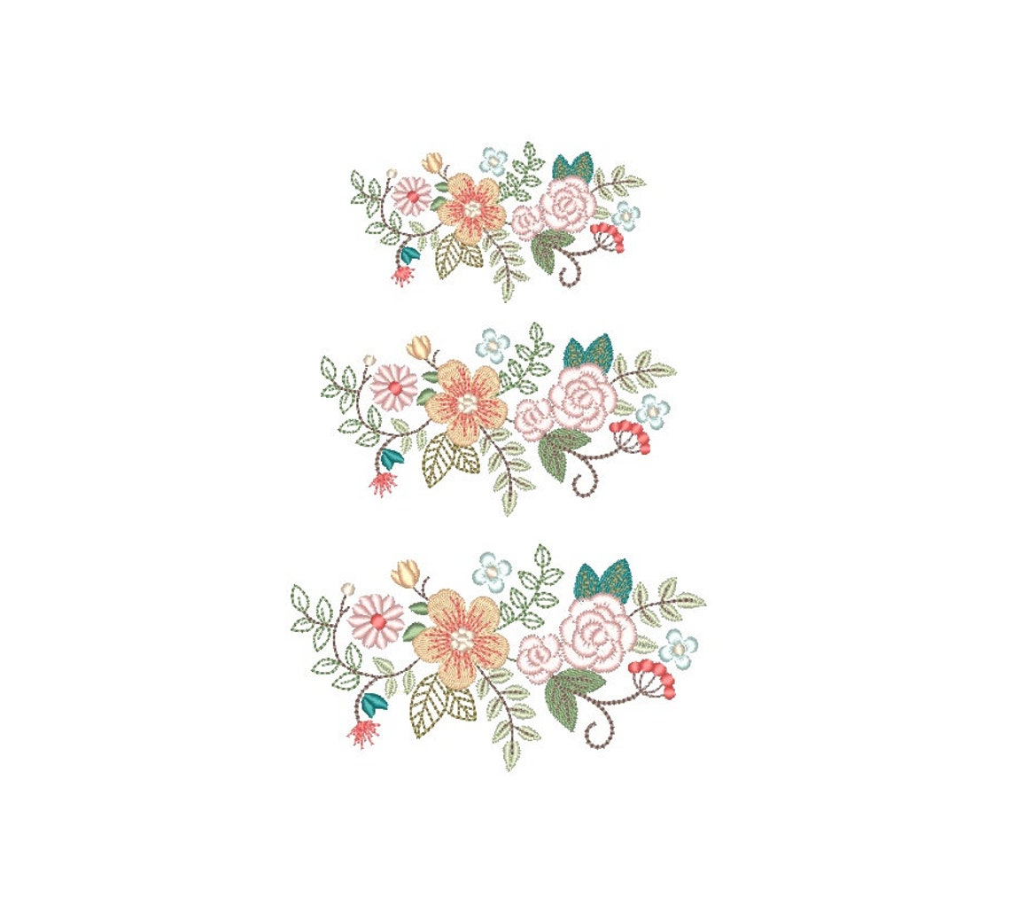 Machine embroidery design Modern boho flowers Modern floral | Etsy