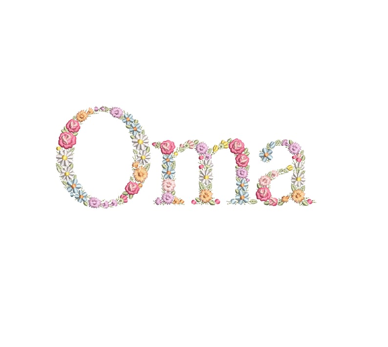 Machine Embroidery Design "oma" in Floral Letters 8X8 HOOP Dainty ...
