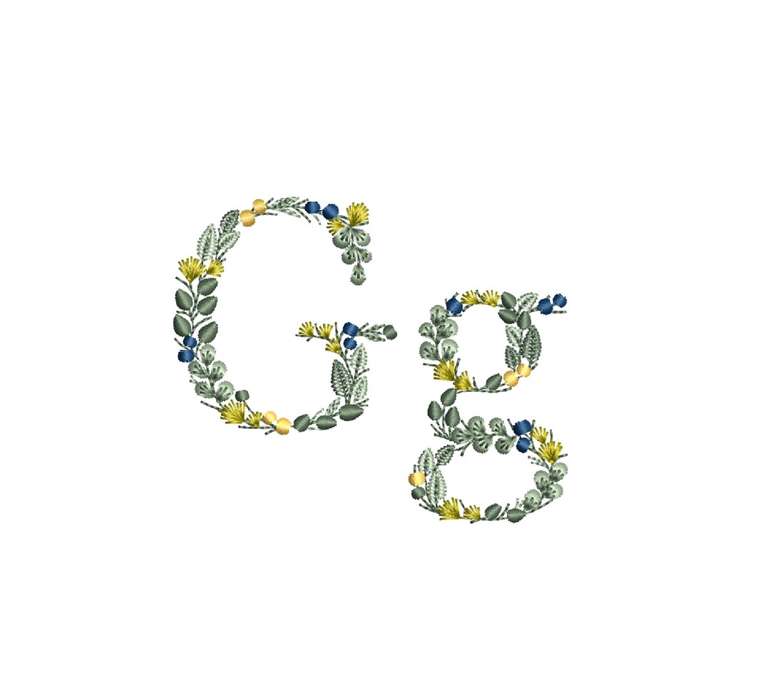 Machine Embroidery Design Small Letter G of Leaves Dainty Botanical ...