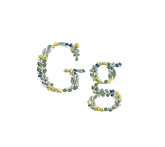 Machine Embroidery Design Small Letter G of Leaves Dainty - Etsy