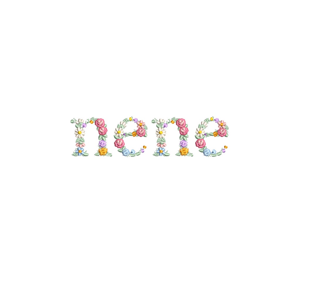Machine Embroidery Design NENE 12cm/4.70" Floral Letters 5X7 HOOP ...