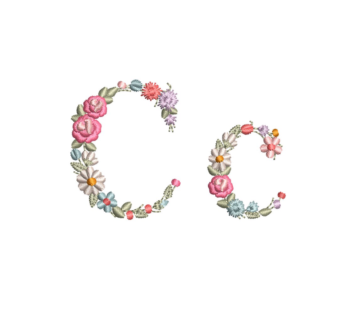 Machine Embroidery Design Small Floral Letter C Upper and - Etsy