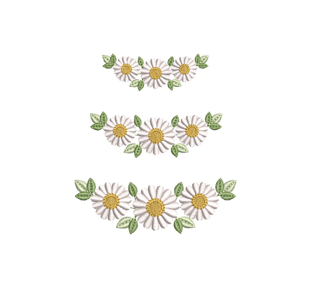 Machine Embroidery Design Small Curved Border of Daisies 4x4 Hoop Daisy ...