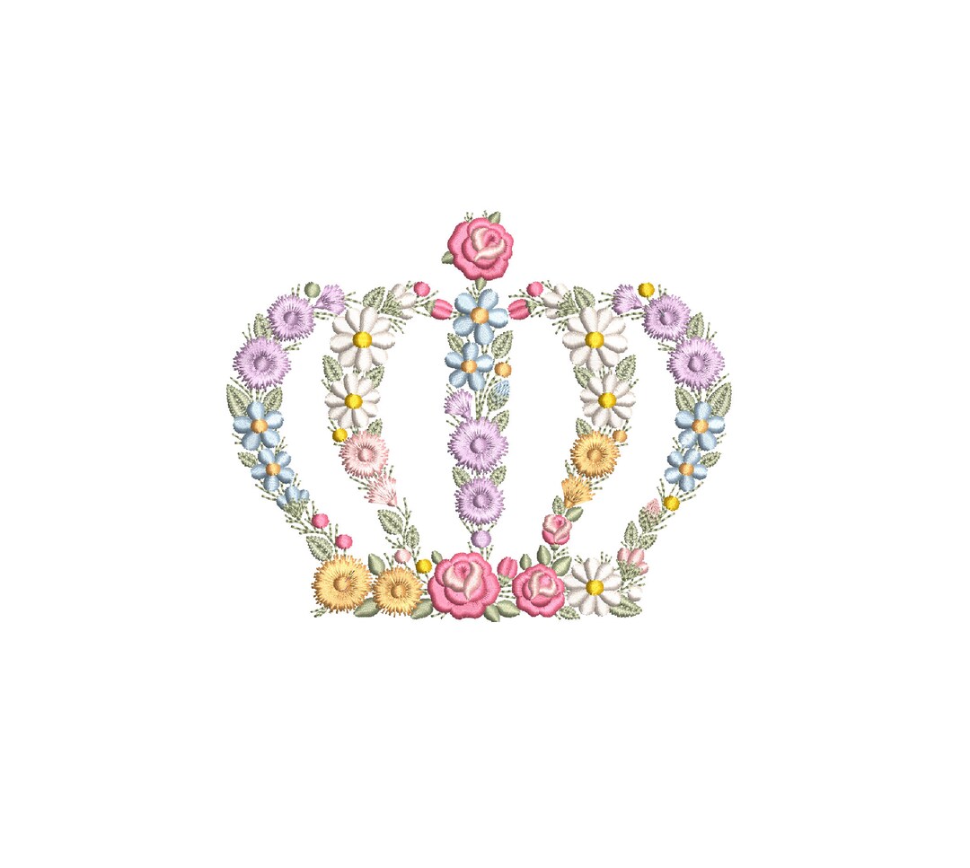 Floral Crown 5X7 Hoop Machine Embroidery Design Dainty Spring Romantic ...