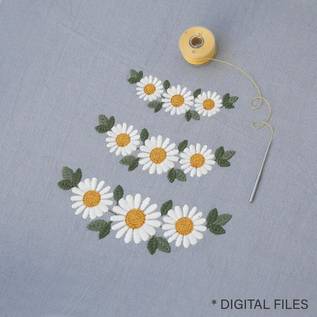 Machine Embroidery Design Small Curved Border of Daisies 4x4 Hoop Daisy ...