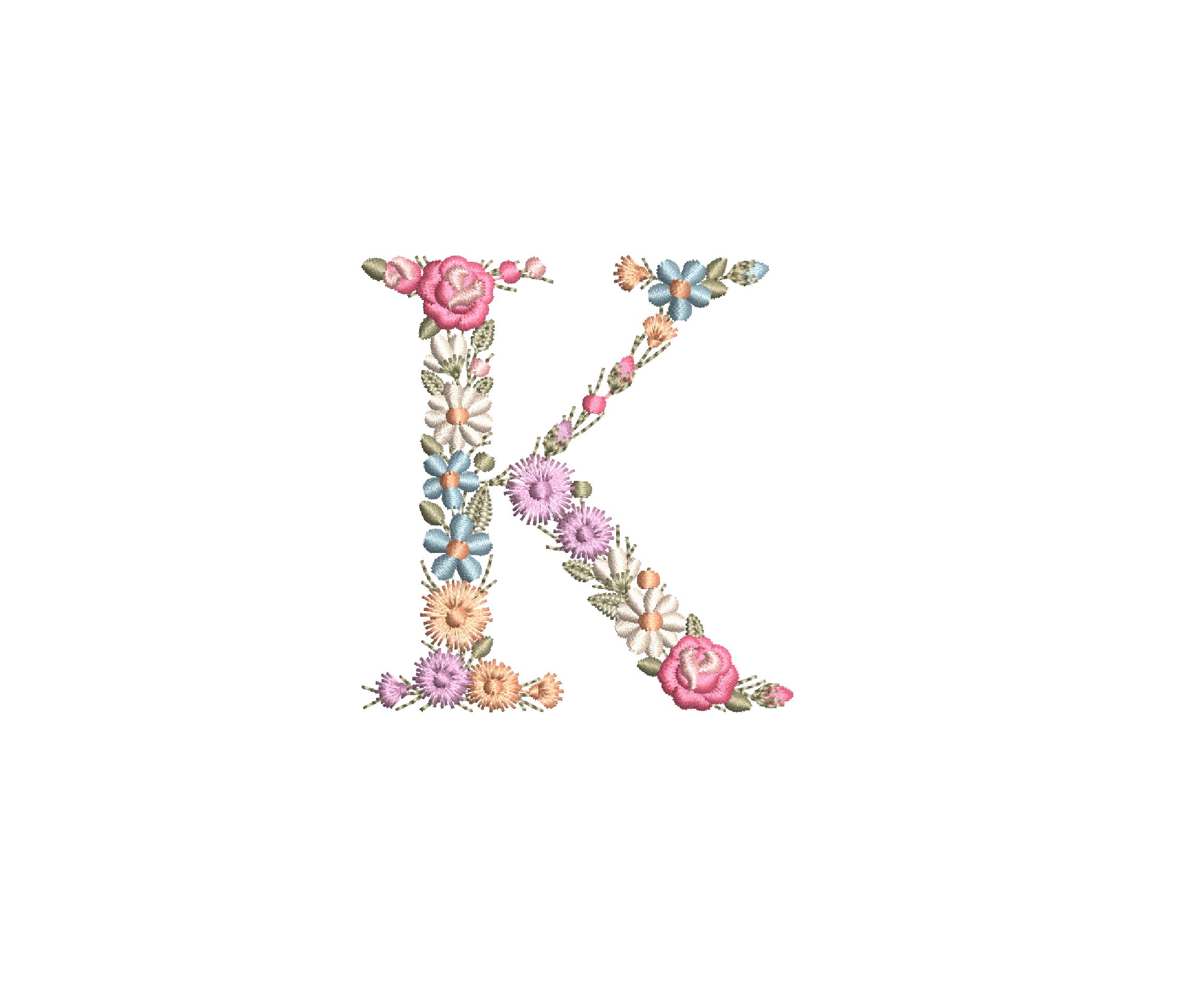 Machine Embroidery LETTER K Uppercase 3/75 Cm Dainty - Etsy
