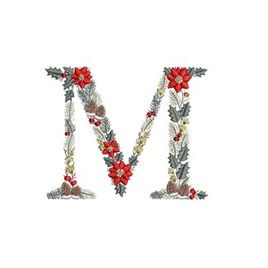 Machine Embroidery Christmas Letter M Festive Monogram Broderie Noël ...