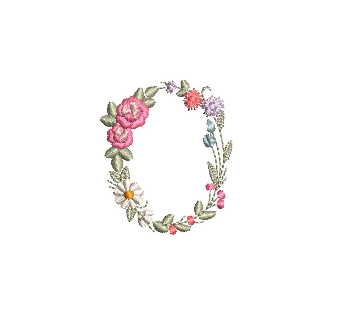 Machine Embroidery Design Small Floral Letter O Dainty Flower Font ...