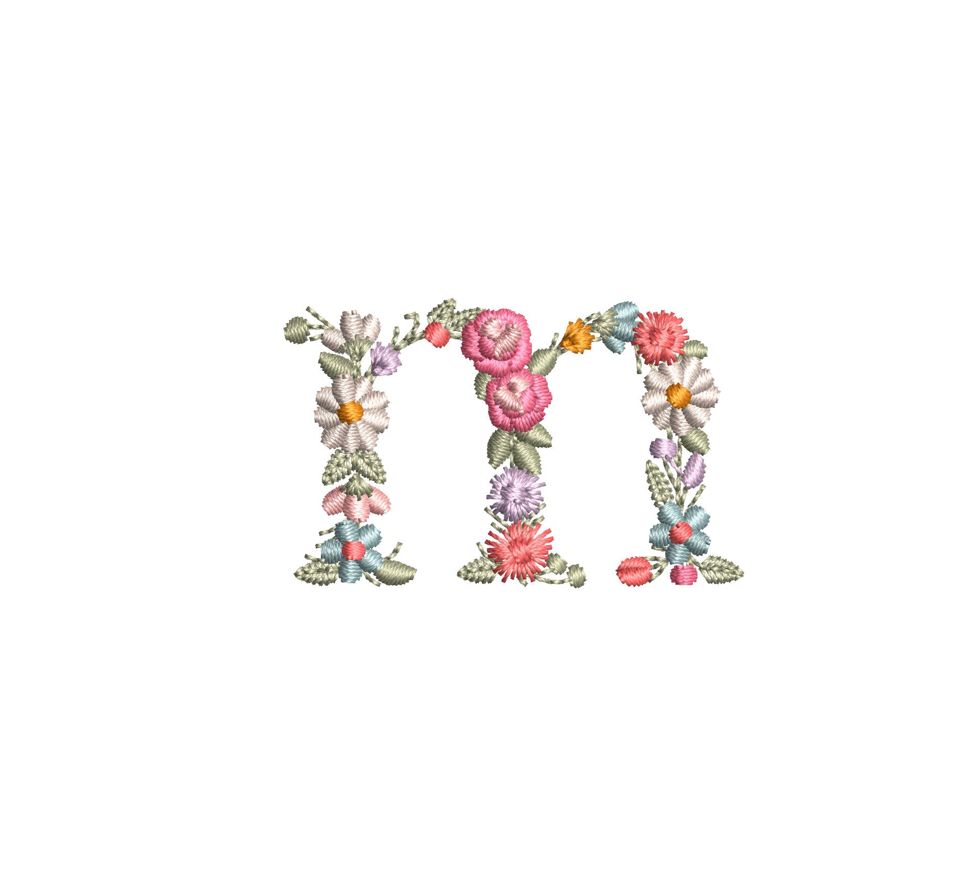 Machine Embroidery Design Small Letter M With Flowers Upper and ...