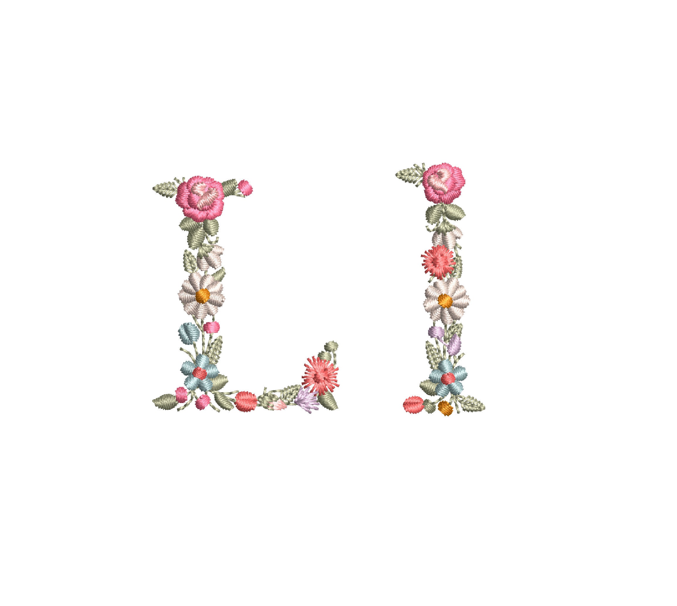 Machine Embroidery Design Small Floral Letter L 43 - Etsy UK