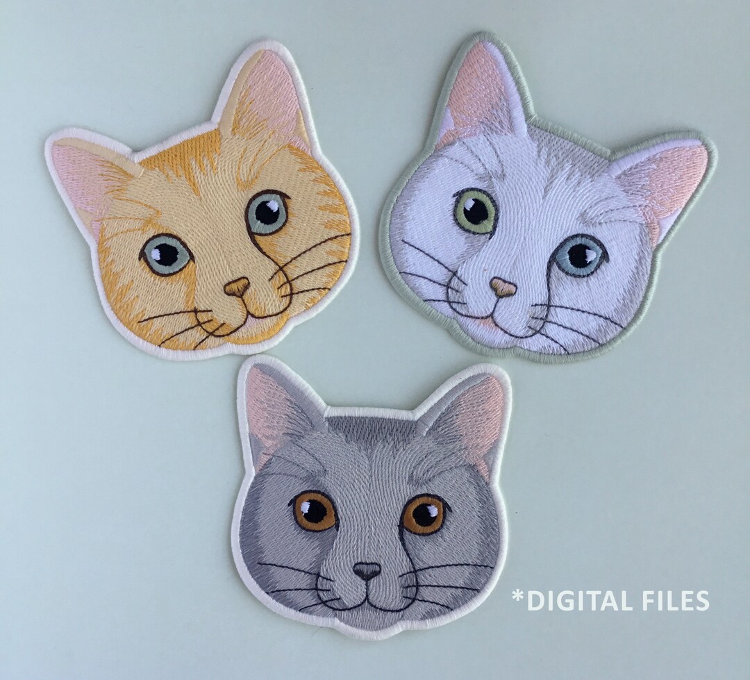 Machine Embroidery Design - Cat Patch Embroidery Files (99x 100 Mm/ 3. ...