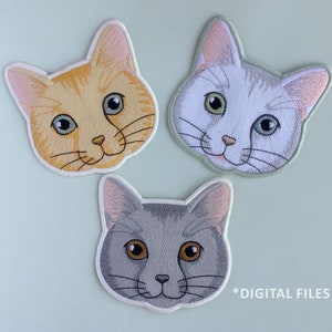 Machine Embroidery Design - Cat Patch Embroidery Files (99x 100 Mm/ 3. ...