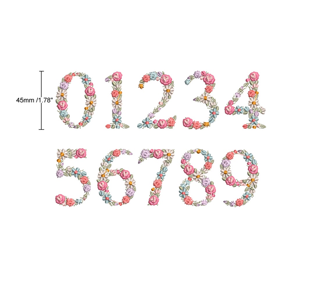 Machine Embroidery Designs 1.78" Heirloom NUMBERS of Small Dainty ...